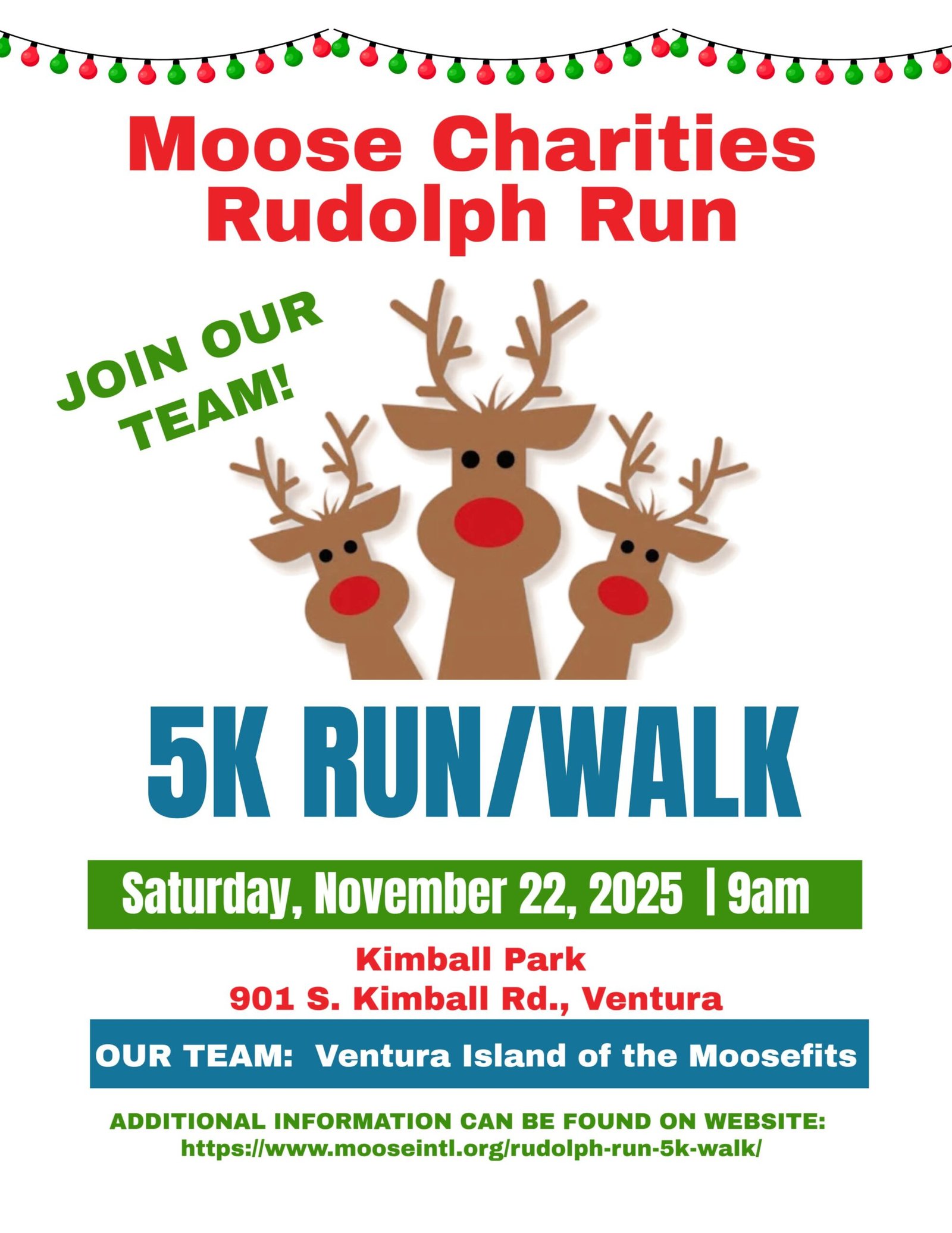 Moose Charities Rudolph Run 5k walk/run - Ventura Moose Lodge 1394