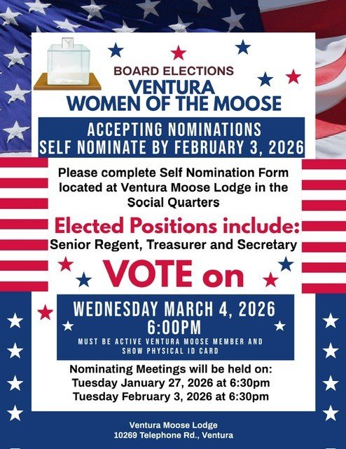 WOTM Board Election time - Ventura Moose Lodge 1394